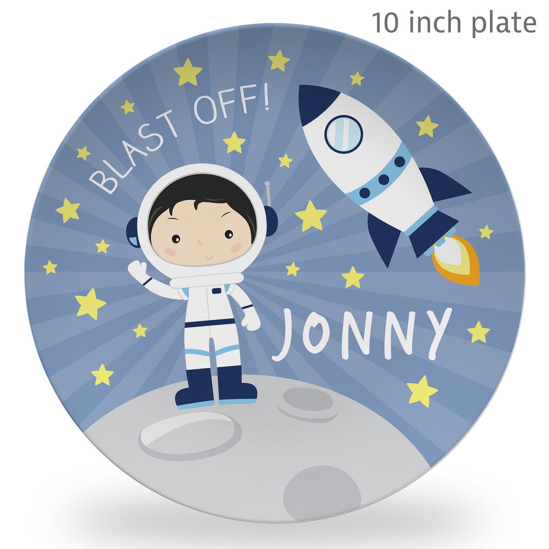 Space Astronaut Plate Blast off With Rocket Space and Stars ...