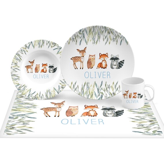Woodland Animals Plate Personalized Plastic Forest Animals - Etsy