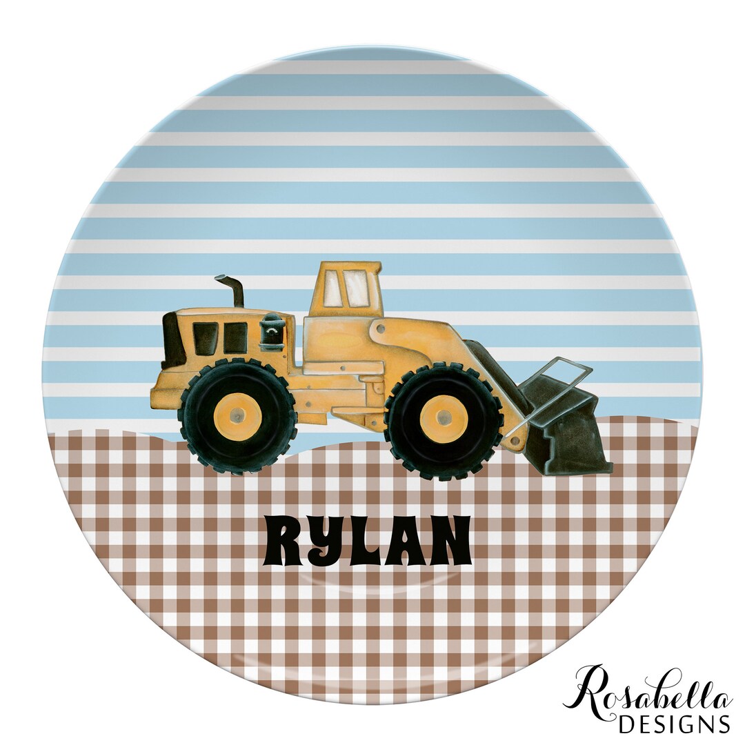 Bulldozer Construction Kids Plate Choose Your Colors Personalized With ...