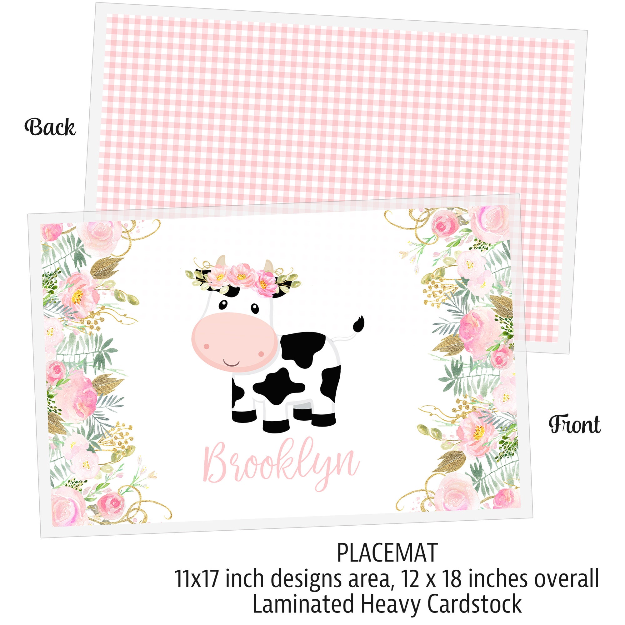 Cow Plate With Pink Flower Headband Keepsake or Daily Use - Etsy