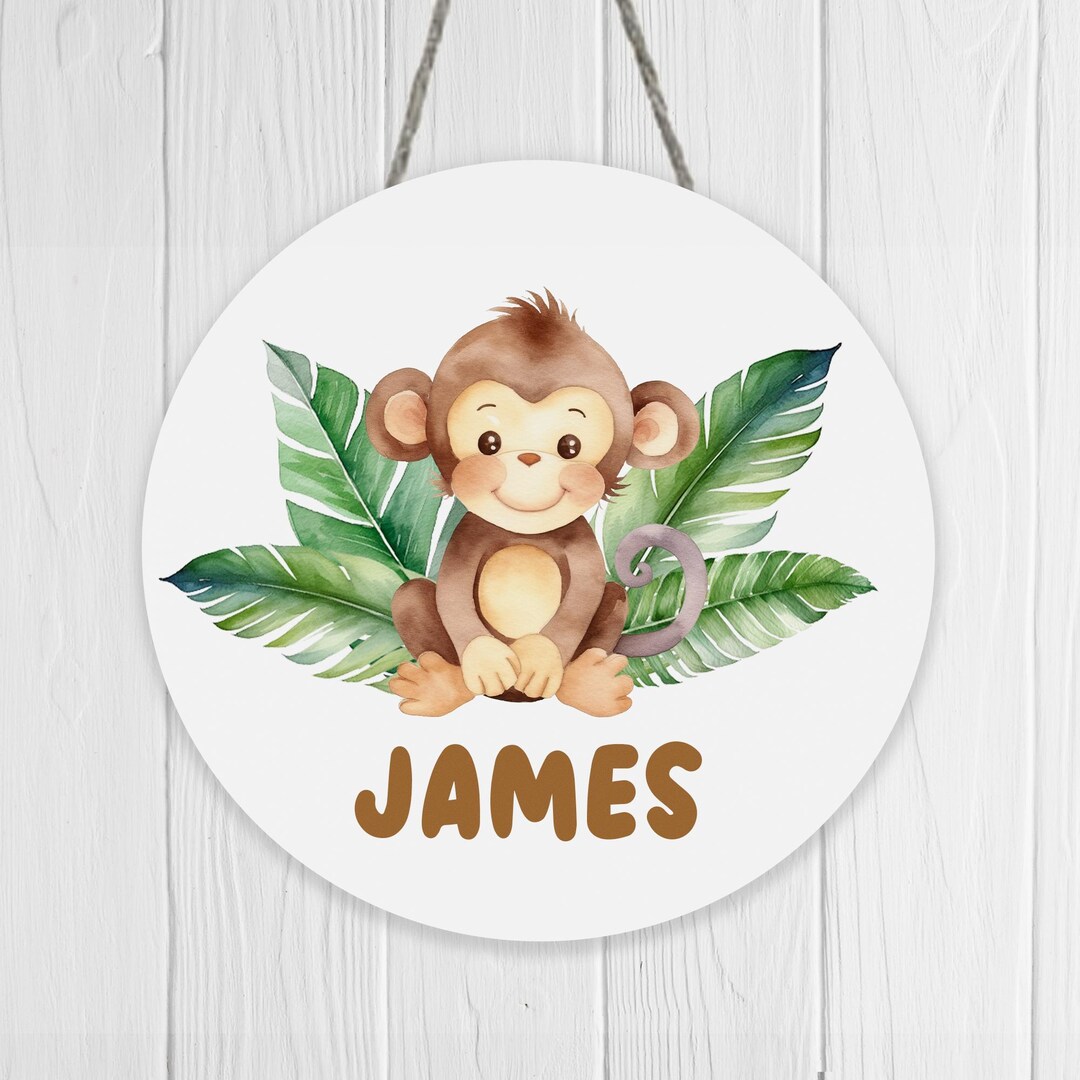 Safari Animals Name Sign Gift Kids Room Wall Hanging Wood Name Sign ...