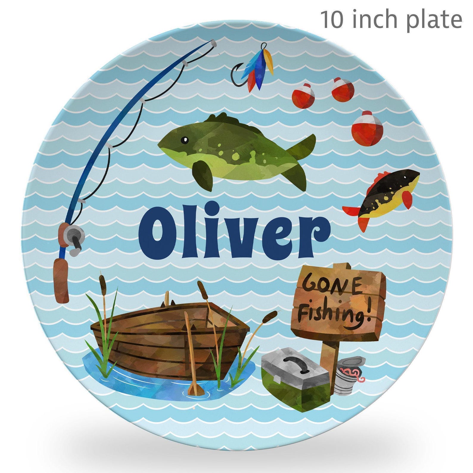 Personalized Fishing Plate or Set: Baby Toddler Dinnerware Fisherman ...
