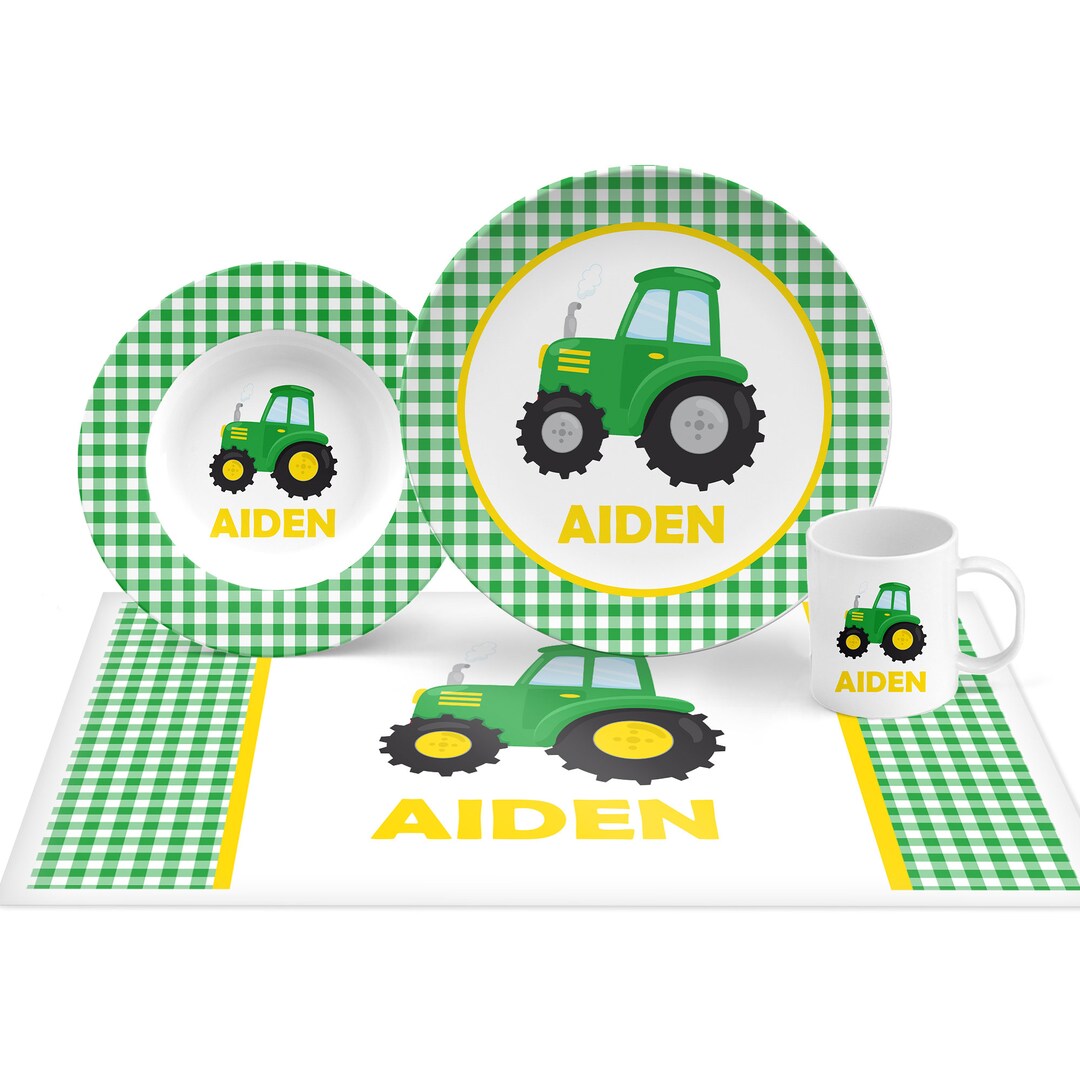 Farm Tractor Plate Set, Keepsake Plate, Kid's Plate, Mug, Placemat ...
