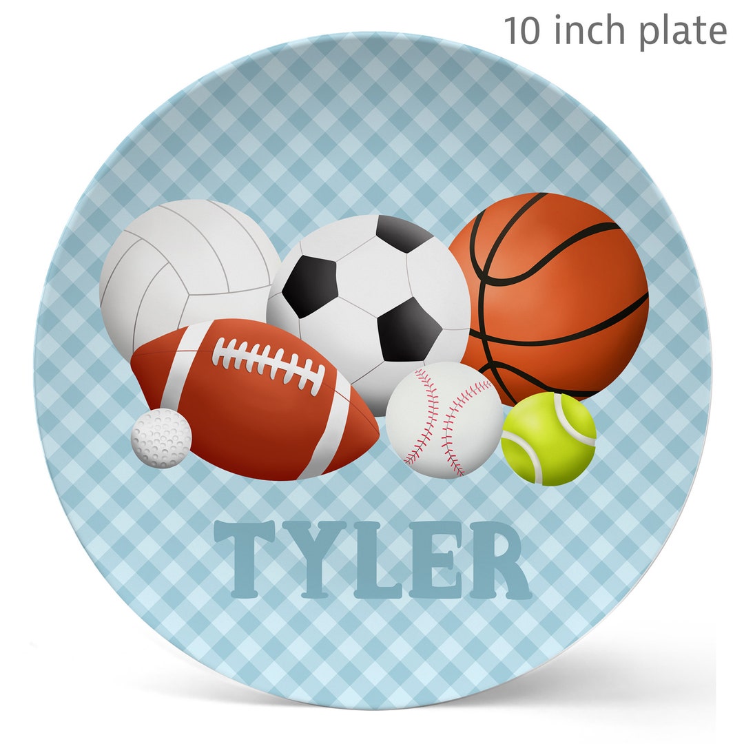 Personalized Sports Plate for Boy: Football Baseball Soccer Basketball ...