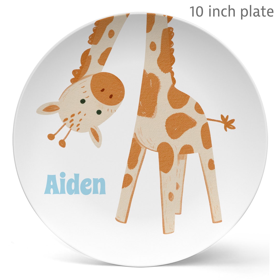Giraffe Plate Boy Safari Animal Personalized Name Plate Cute Giraffe ...
