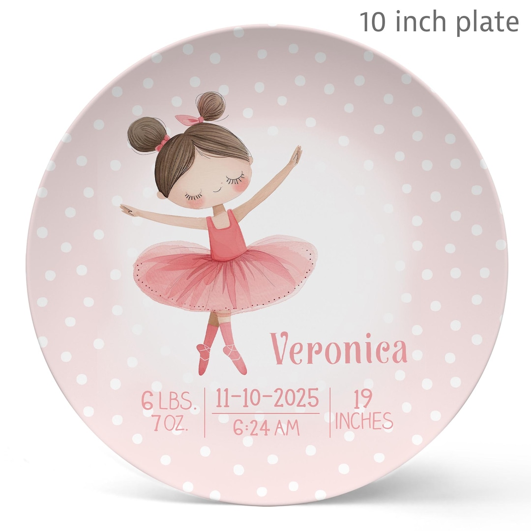 Ballerina Baby Birth Stats Plate Ballet Personalized Baby Gift Polymer ...