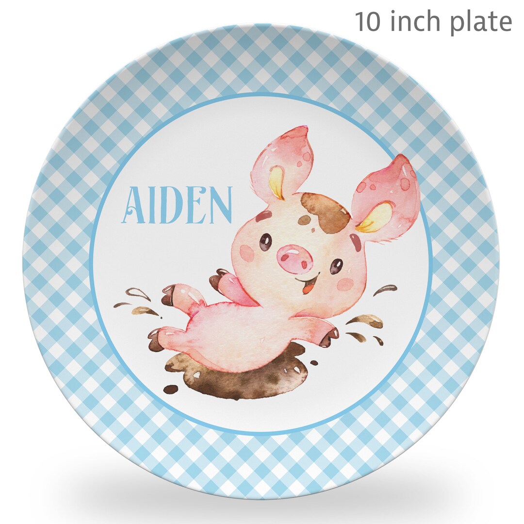 Cute Pig Plate, Pig in Mud, Personalized Plate, Bowl, Mug, and Placemat ...