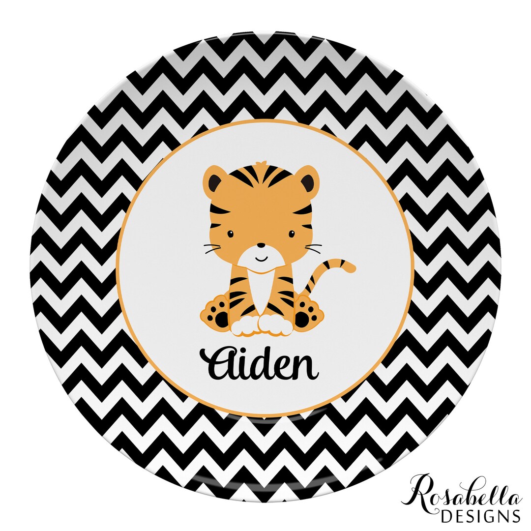 Tiger Kids Plate, Choose Your Colors, Personalized With Child's Name ...