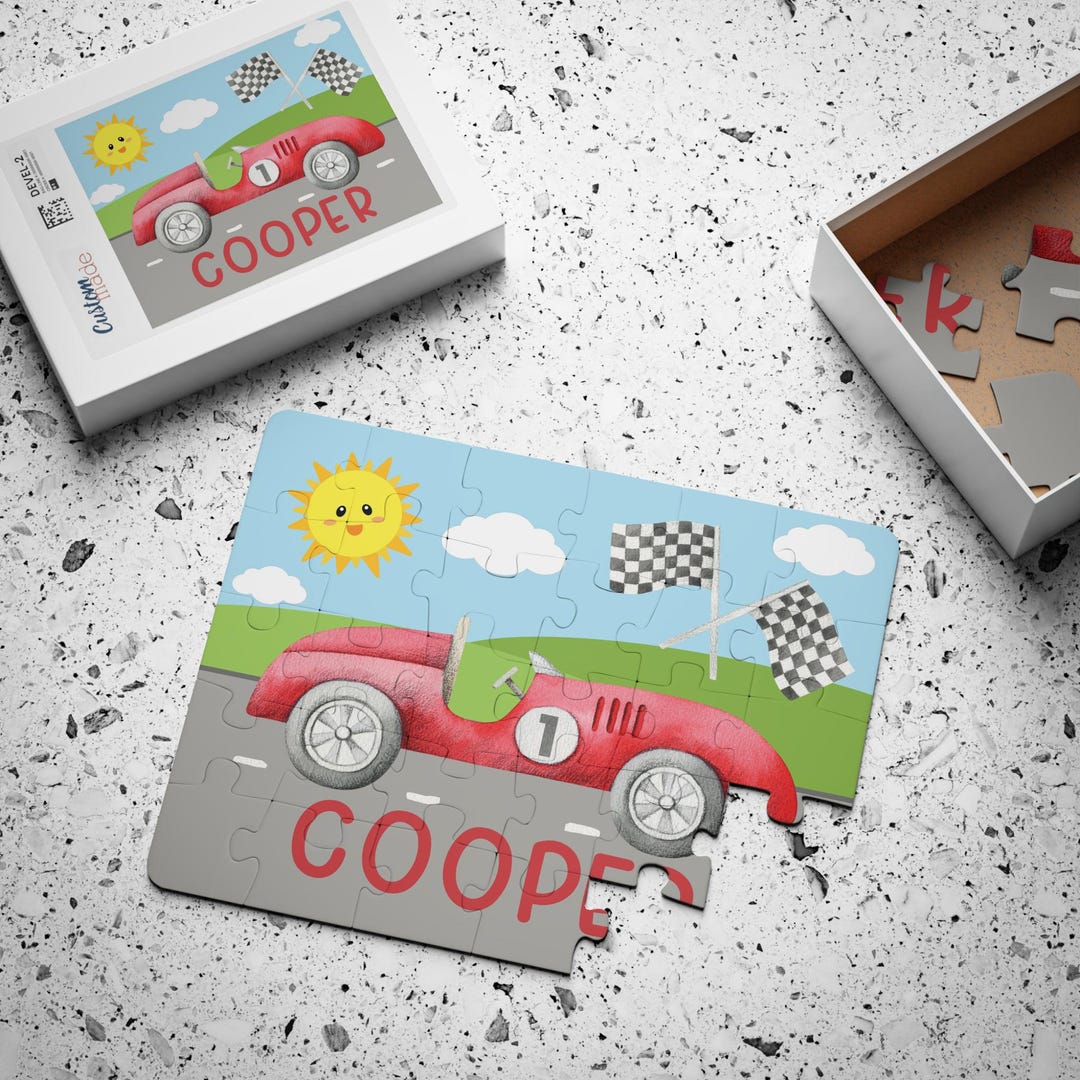 Personalized Kids Race Car Puzzle Red Racecar With Name Child Toddler ...