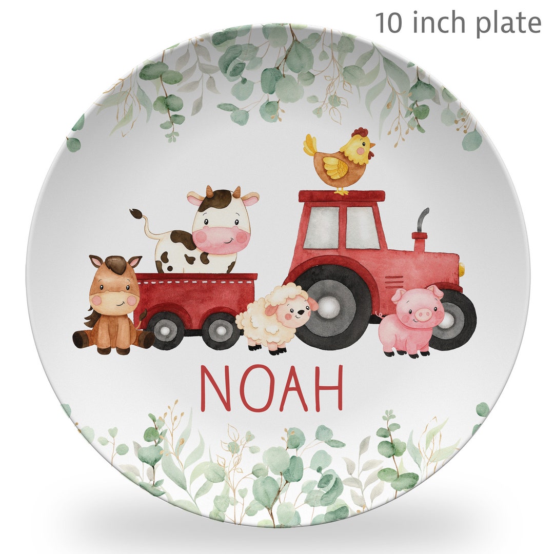 Personalized Farm Animals Tractor Plate for Boy Plate Gift for Girl ...