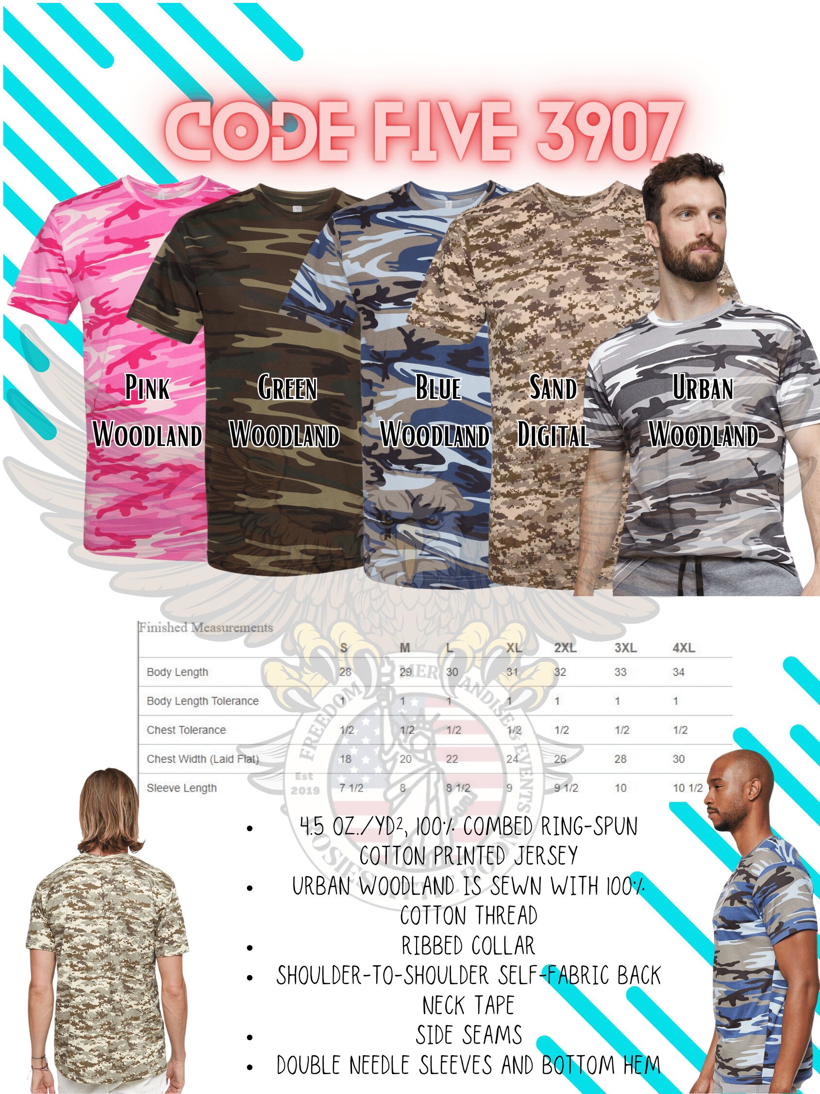 Size / Color Chart Code Five 3907 T-shirt Digital Download - Etsy