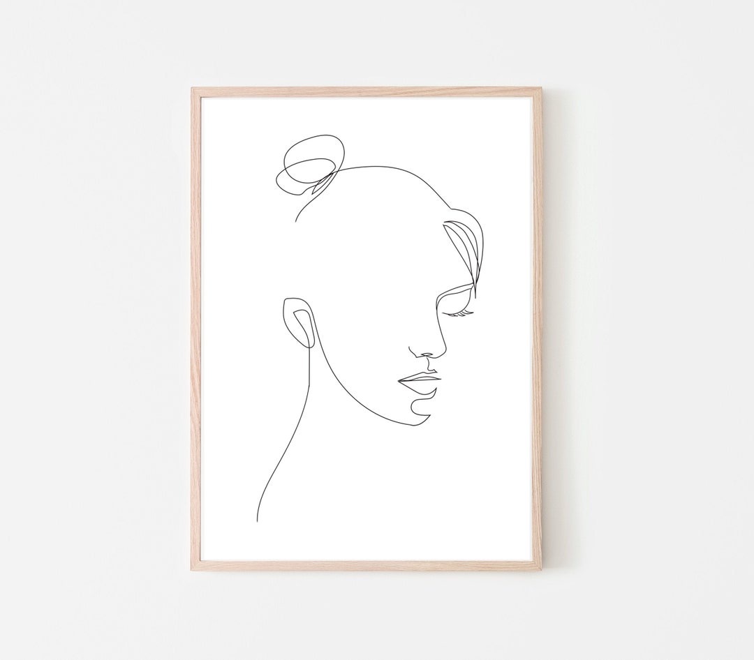 Female One-line Portrait 6, One Line Print, Woman Line Art, Line Wall ...