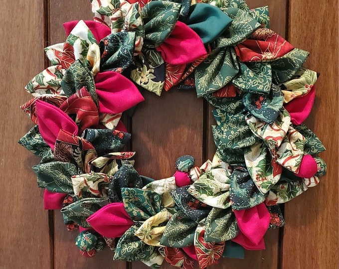 Winter Holiday Christmas Decor Fabric Quilted Wreath - Etsy