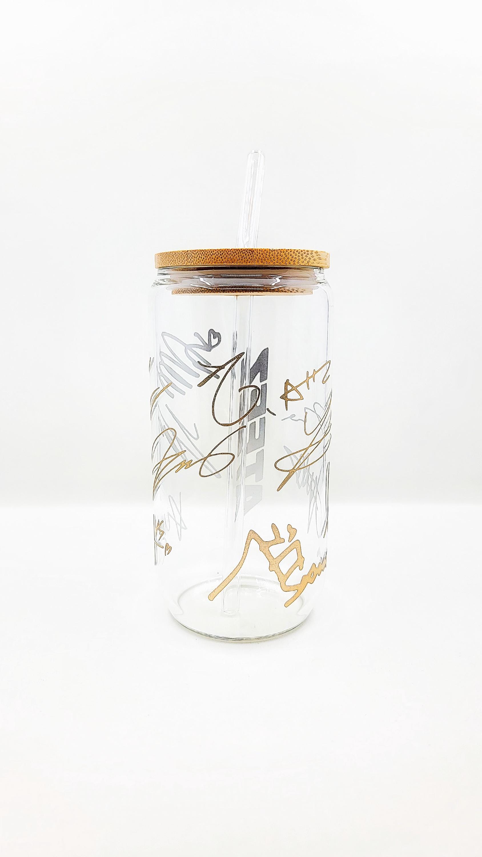 ATEEZ | ATZ Signatures Glass Tumbler Bamboo Lid Glass Straw | Kpop Beer ...