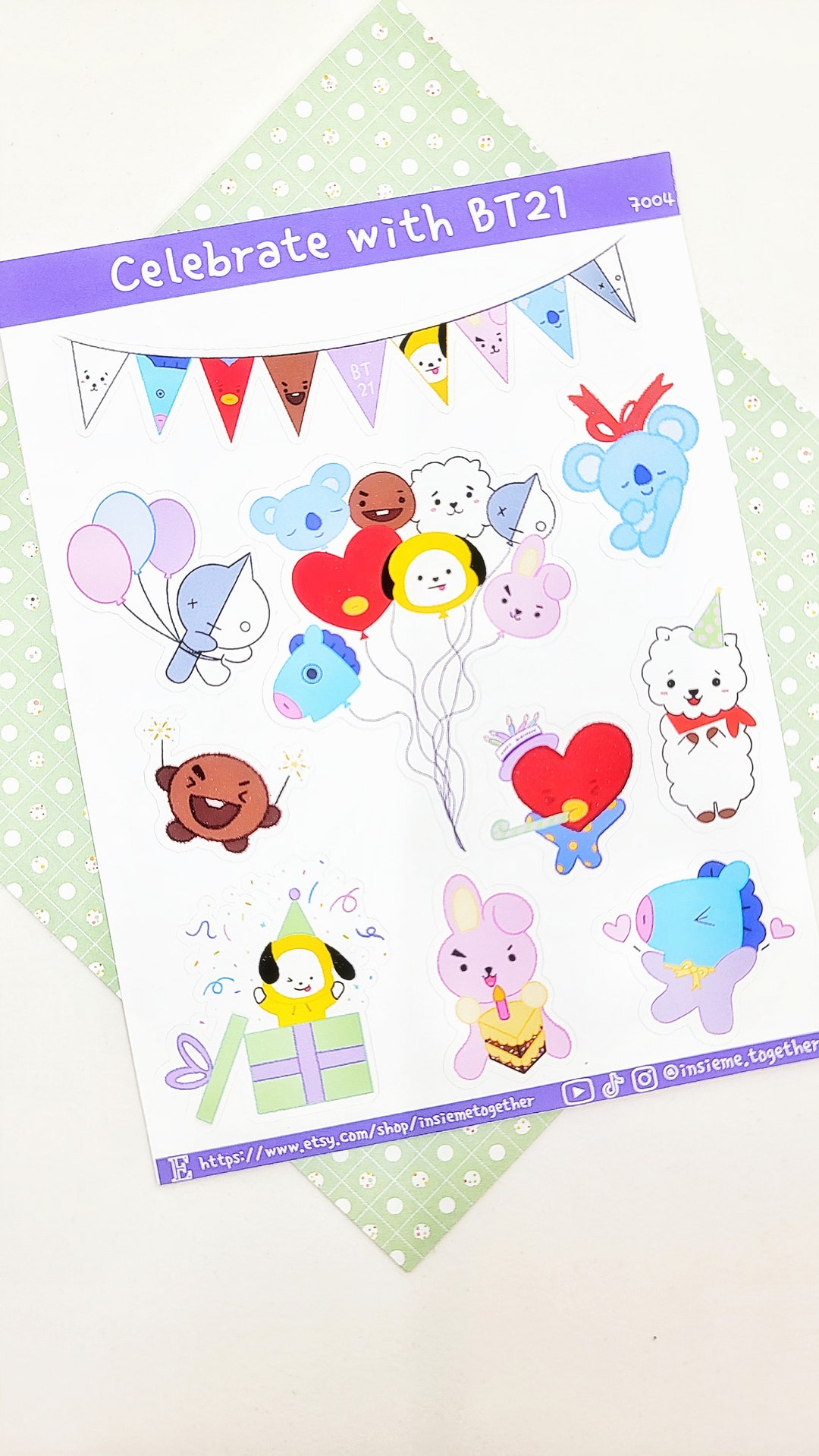 BT21 Celebrate With BT21 Kpop Sticker Sheet Bullet Journal Planner ...