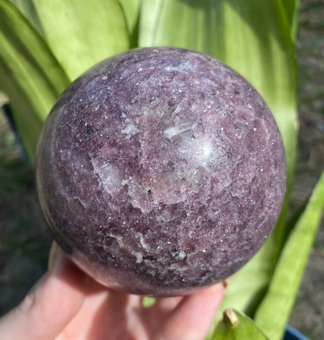Lepidolite Sphere - Lithium in Mica and Quartz Crystal Carving - Etsy