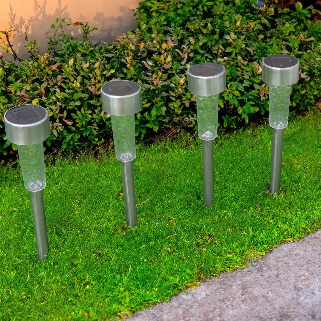 Solar Pathway Lights (steel) - Uplights for House, Fence, Trees, Flags ...