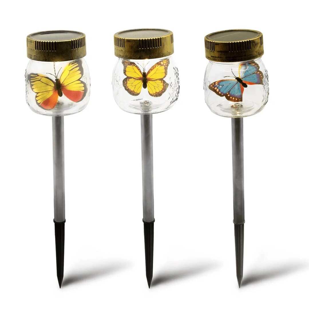 Butterfly Jar Solar Pathway Lights - Outdoor Garden Lighting & Tiki ...