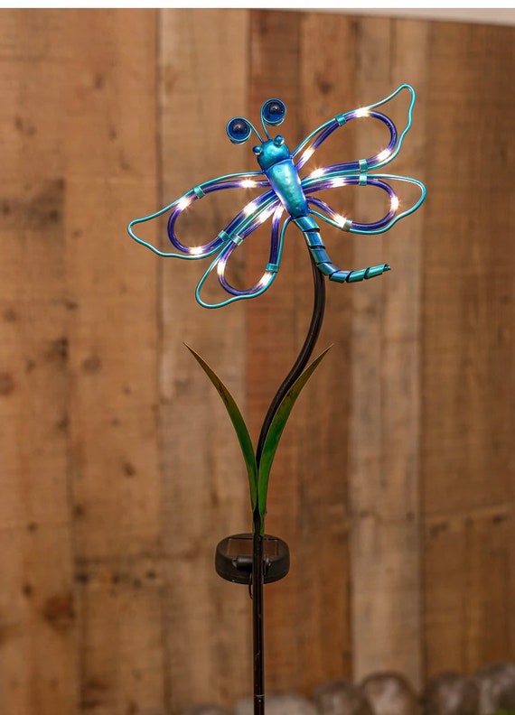 Solar Metal Dragonfly Stake Light - Etsy