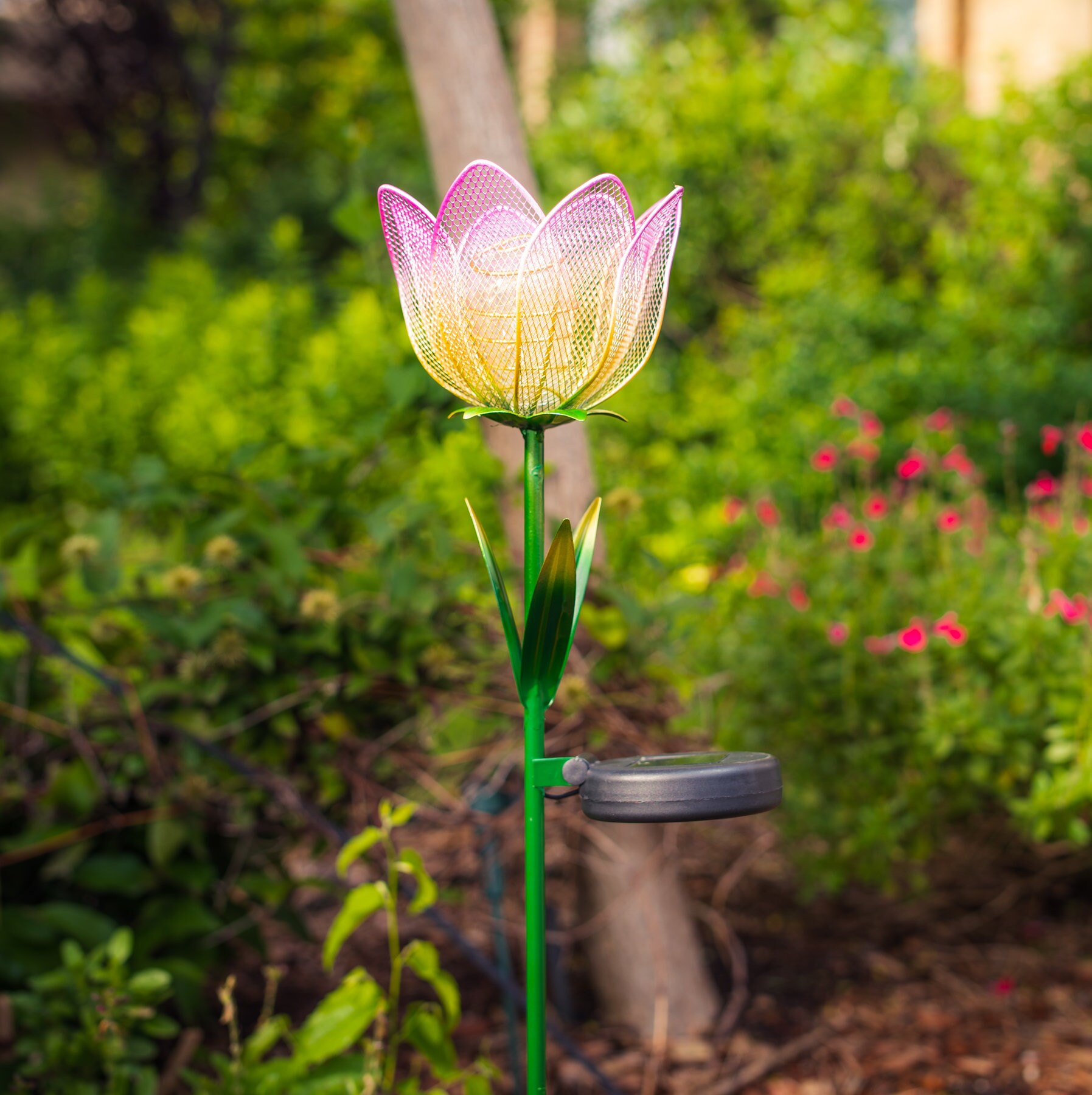 Pink Decorative Solar Flower Stake - Etsy