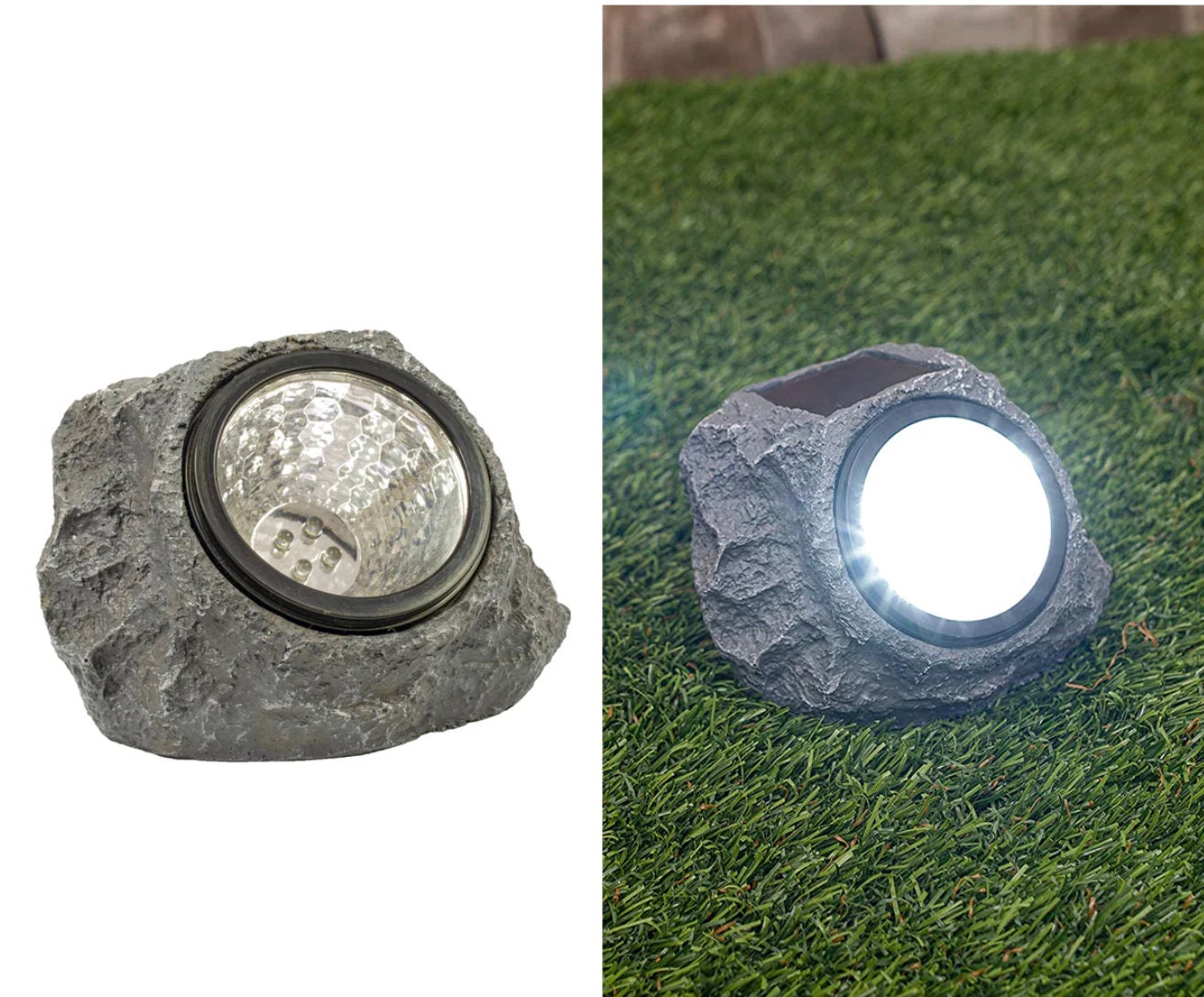 Set of 2 Solar Rock Spot Lights - Etsy