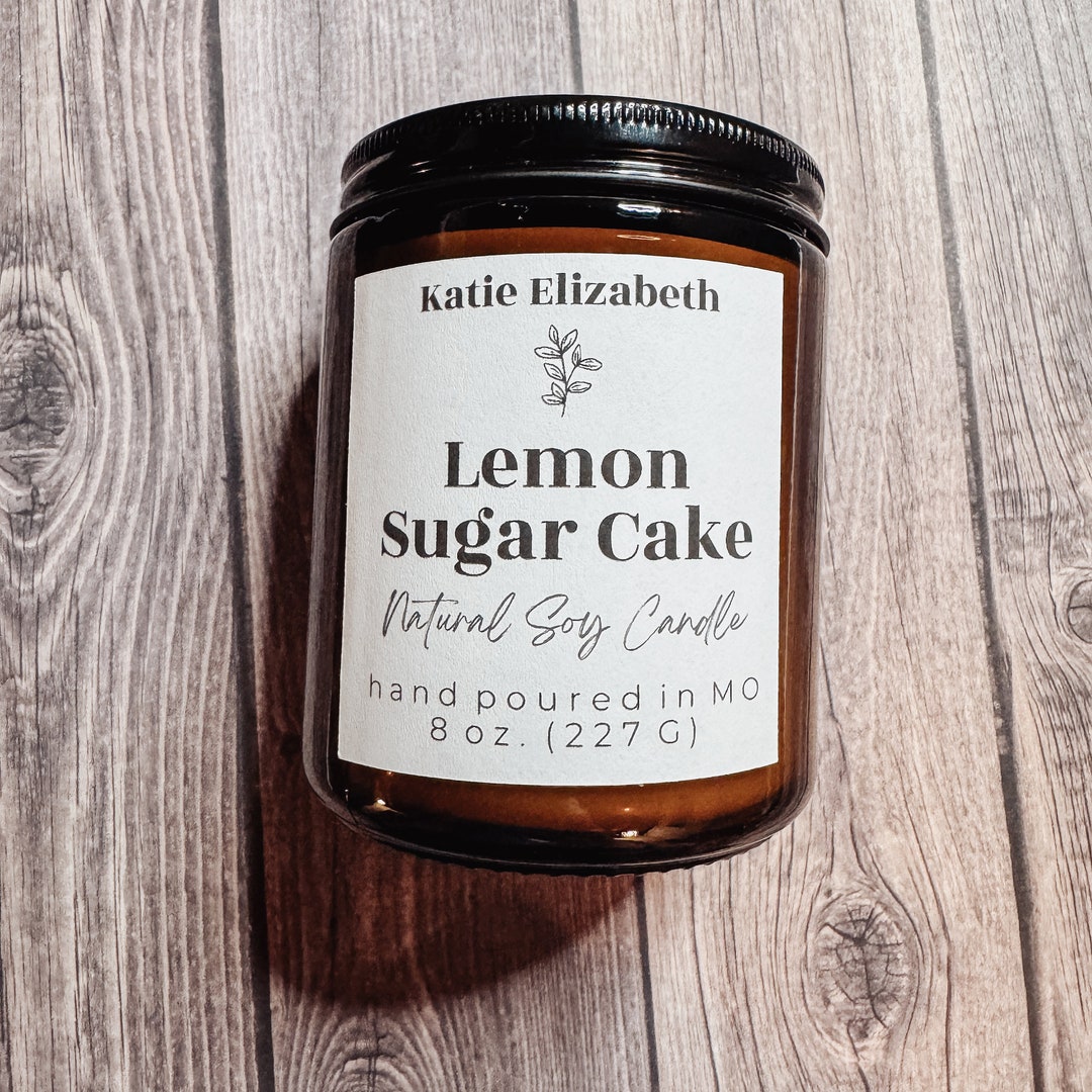 Lemon Sugar Cake Natural Soy 8 Oz Wood Wick Candle Hand-poured in ...