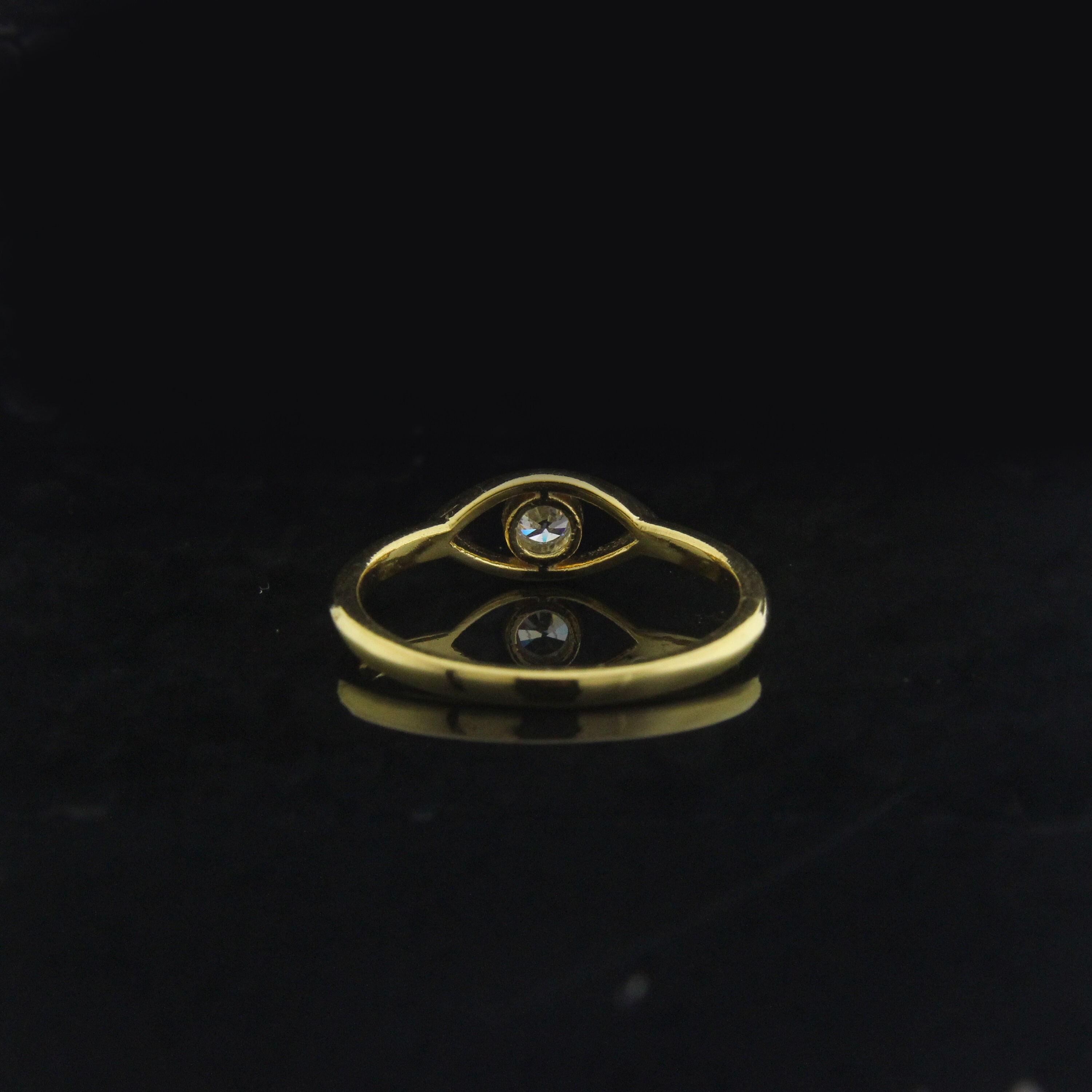 2.2mm Diamond Evil Eye Ring, Bezel Set 0.05ct Diamond, Evil Eye Ring ...