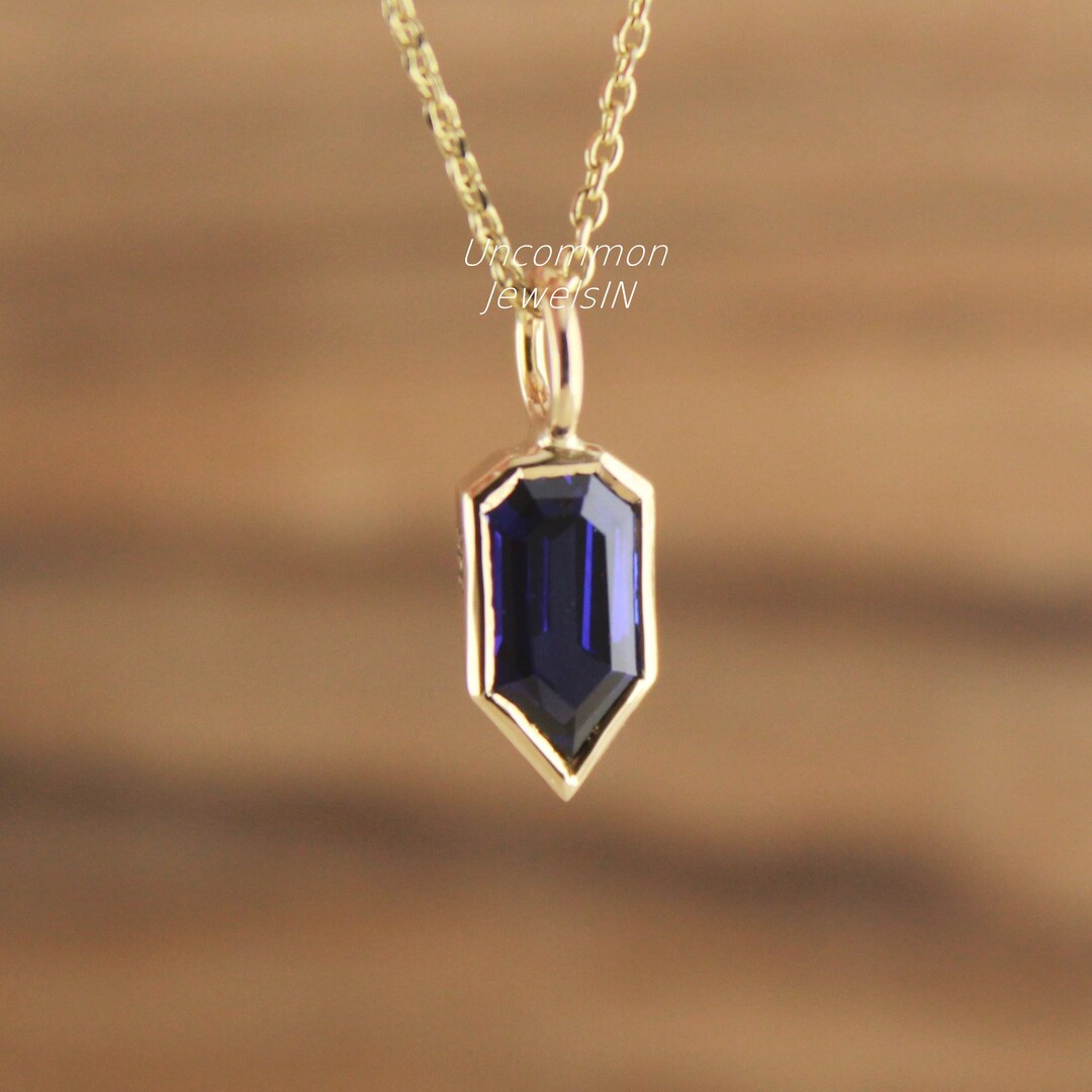 Bullet Cut Blue Sapphire Charm, 14k Gold, September Birthday Gifts ...