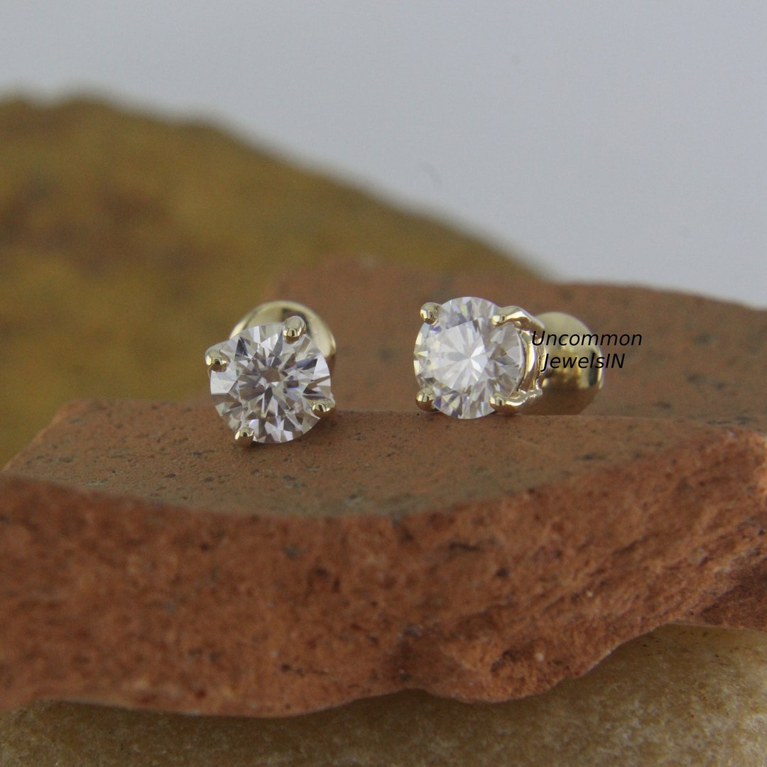 Round Diamond Stud Earrings for Women, Lab Grown Diamond Stud Earrings ...