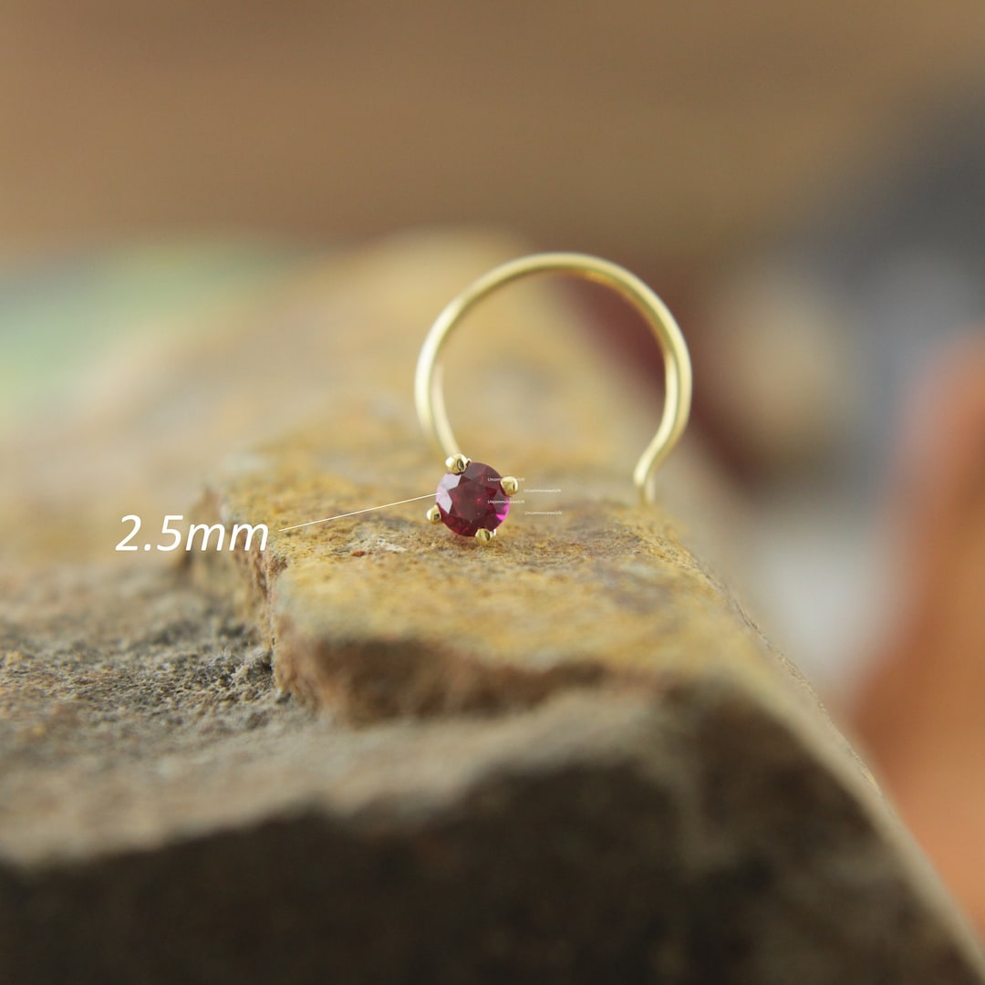 10k Gold Ruby Nose Stud: July Birthstone Body Piercing - Etsy