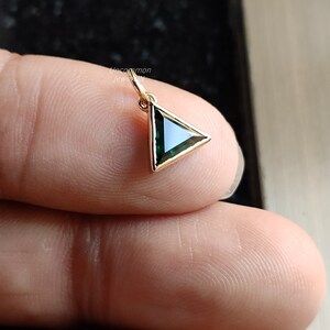 14k Gold Bezel Triangle Lab Emerald Charm: Minimalist Pendant - Etsy