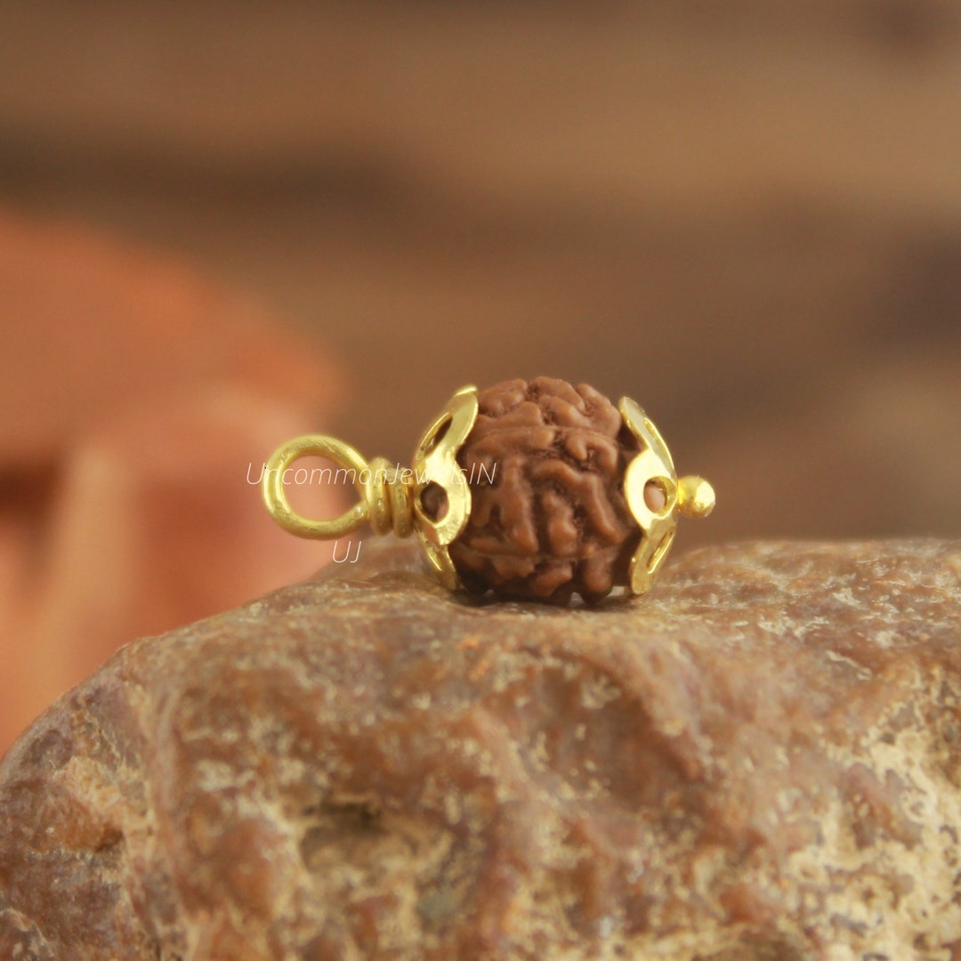 Rudraksha Charm, 18k Gold Cap, Religious Shiva Charm, Spiritiual ...