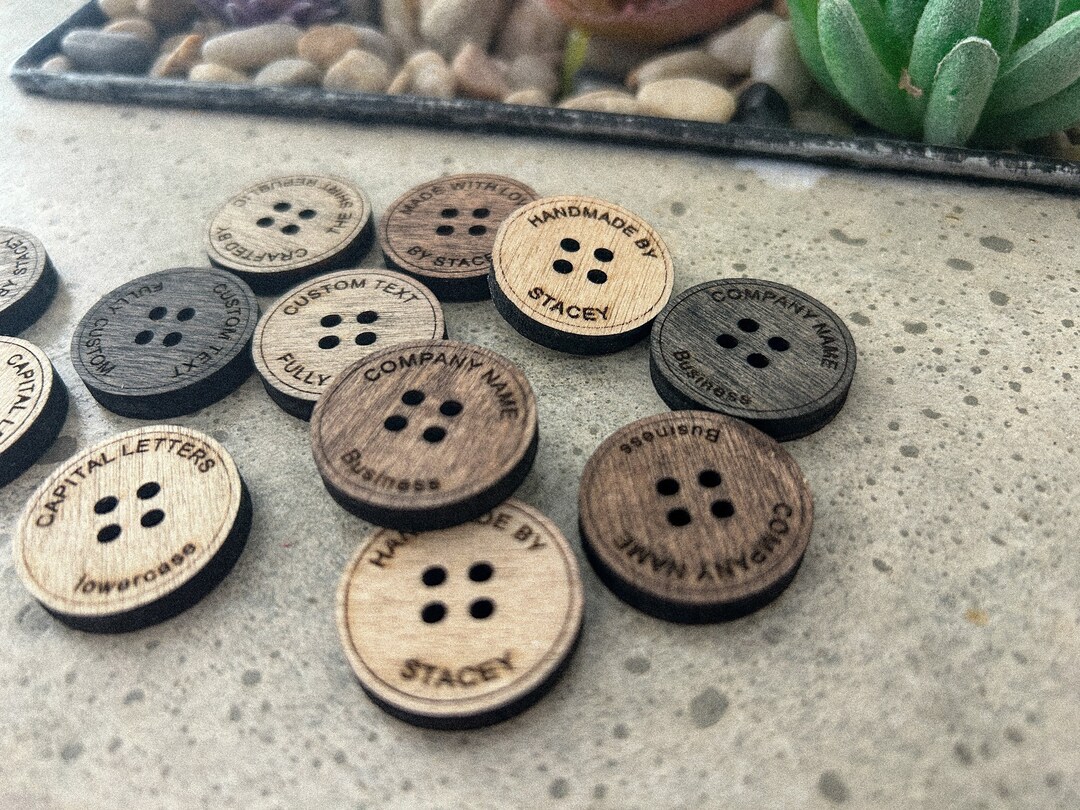 Custom Wood Buttons Clothing Labels Sew on Tags - Etsy