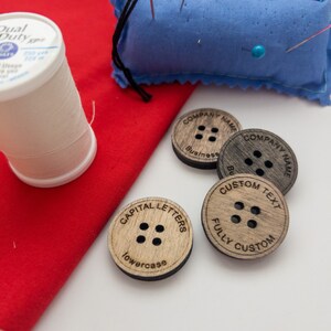 Custom Wood Buttons, Clothing Label, Sew on Tags, Personalized Wooden ...