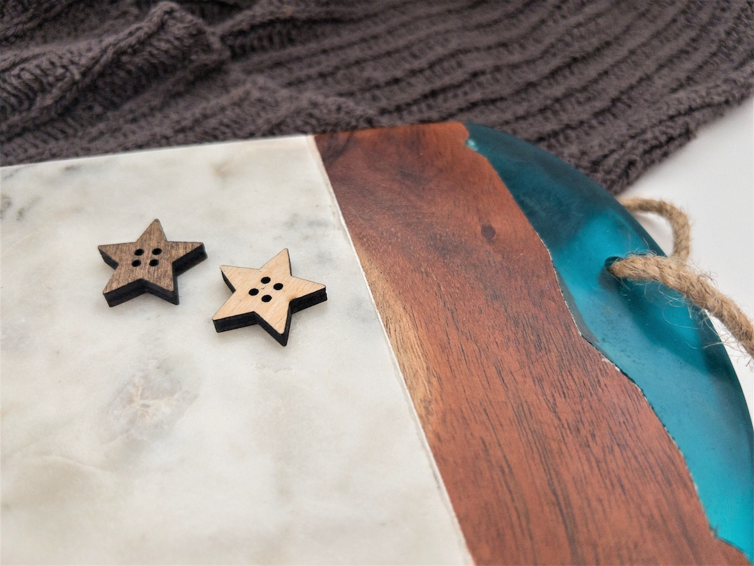 Star Buttons, Star Shaped Wood Buttons, Sew on Tags, 1 Inch Buttons for ...