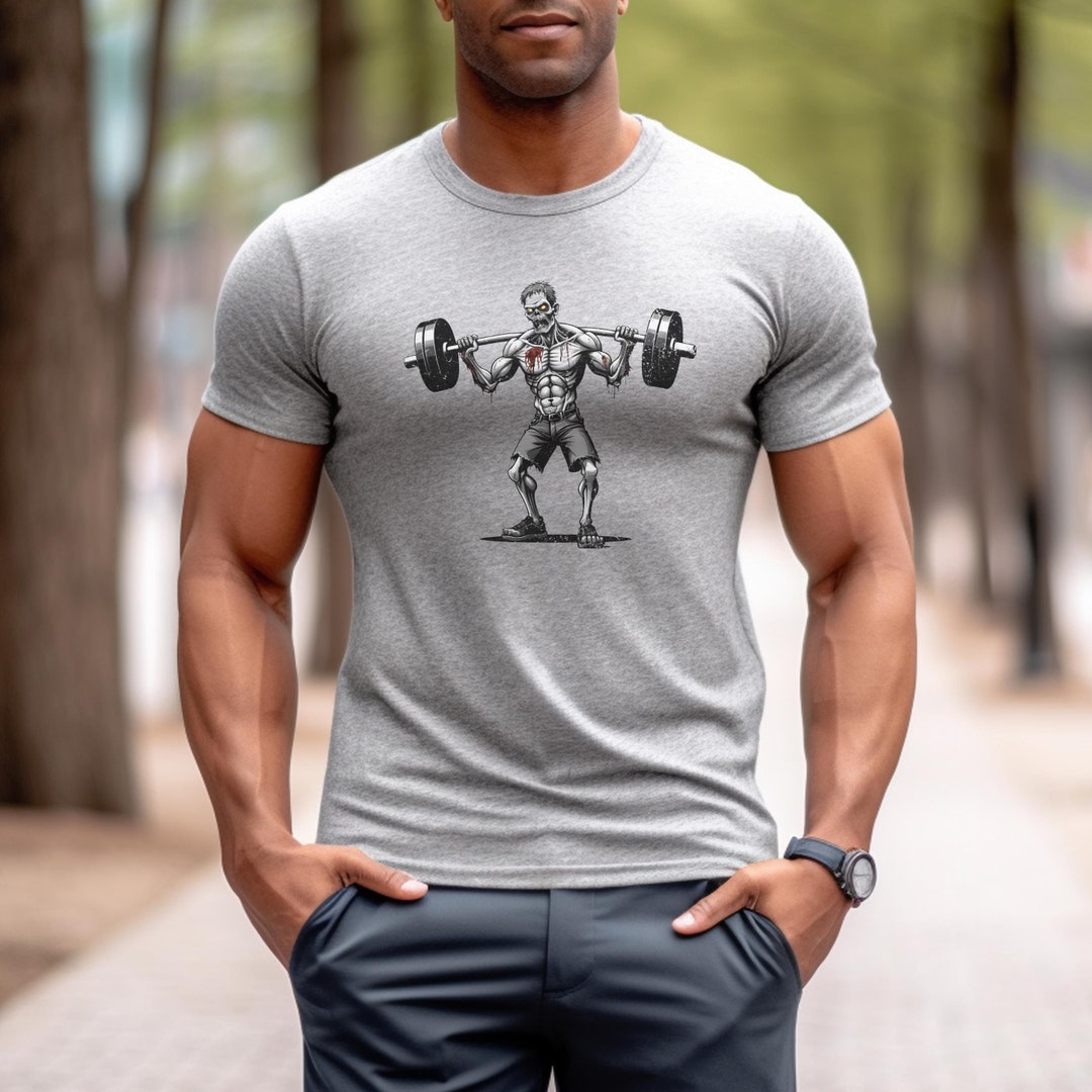 Zombie Gym Shirt for Men, Muscular Zombie Shirt, Weightlifting Zombie ...