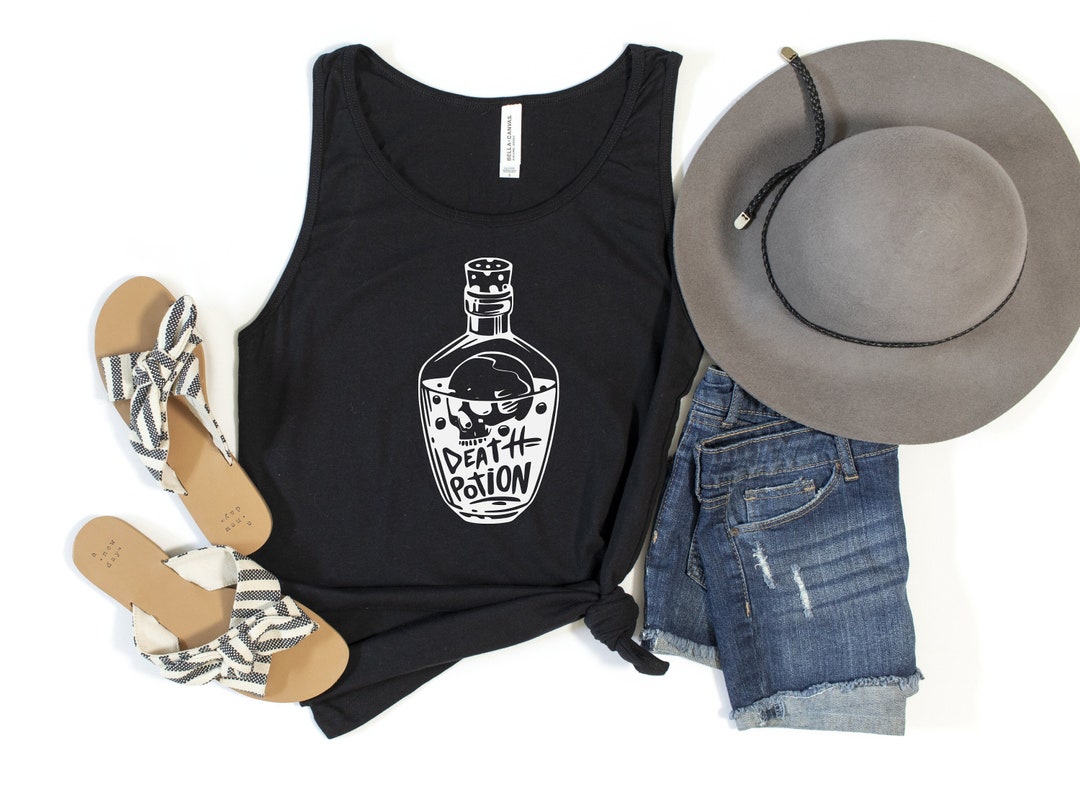 Death Potion Halloween Tank, Goth Tank Top, Spooky Skull Shirt ...