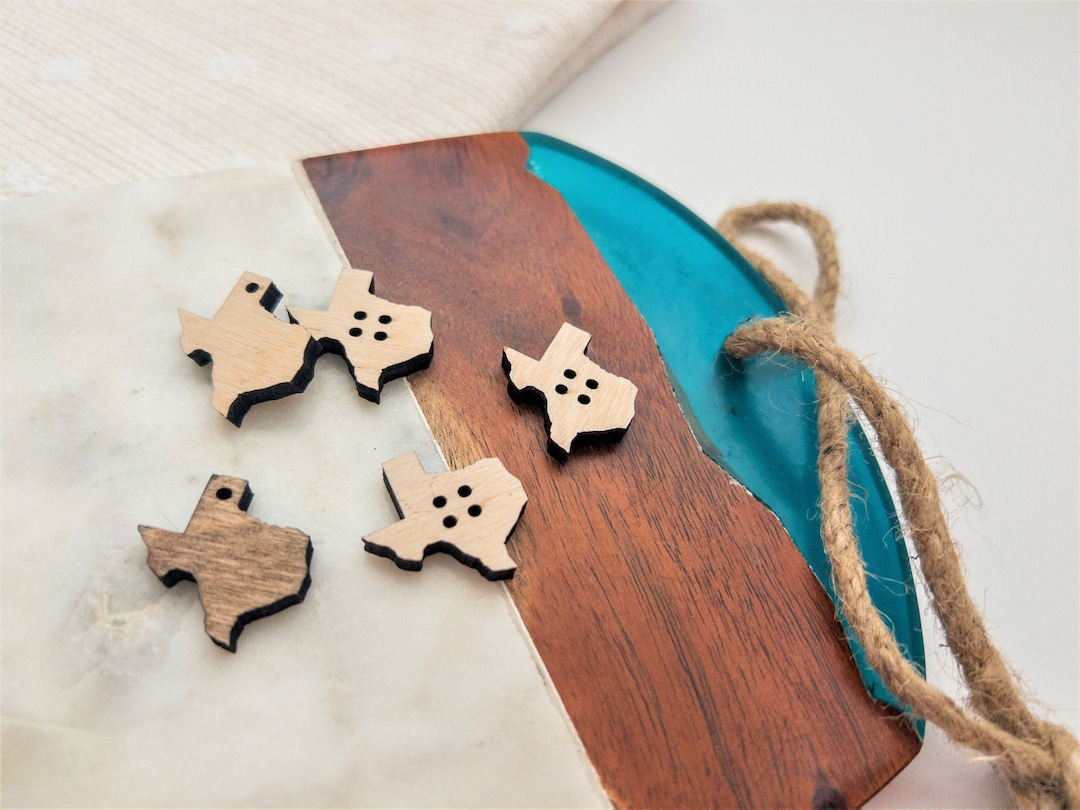 Texas Wood Buttons, Texas Shaped Wood, Sew on Tags, 1 Inch Button, for ...