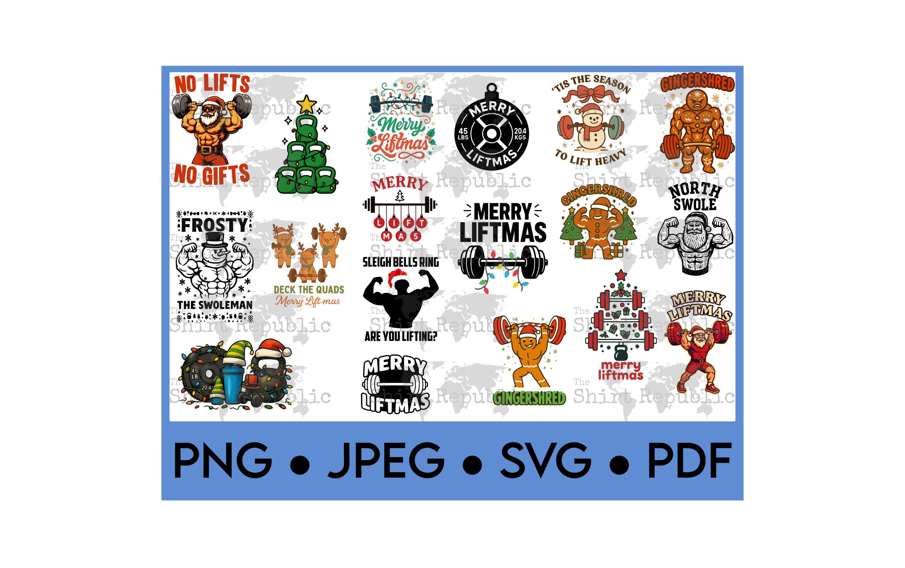 Gym Christmas PNG Set, Fitness Holiday Clipart, Weightlifting Xmas ...