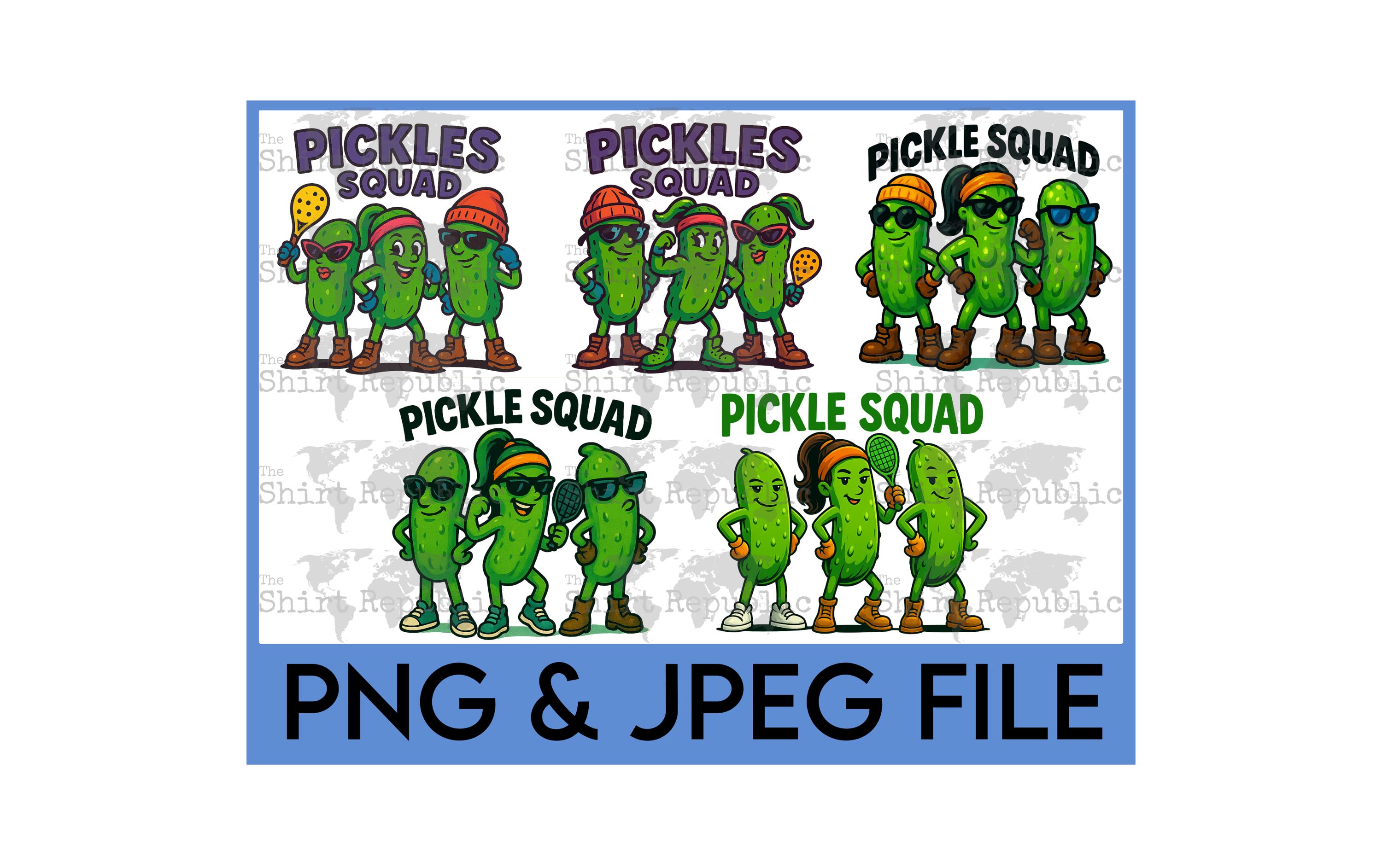 Pickle Squad SVG, Funny Pickle PNG, Cartoon Pickle, Pickleball Graphic ...
