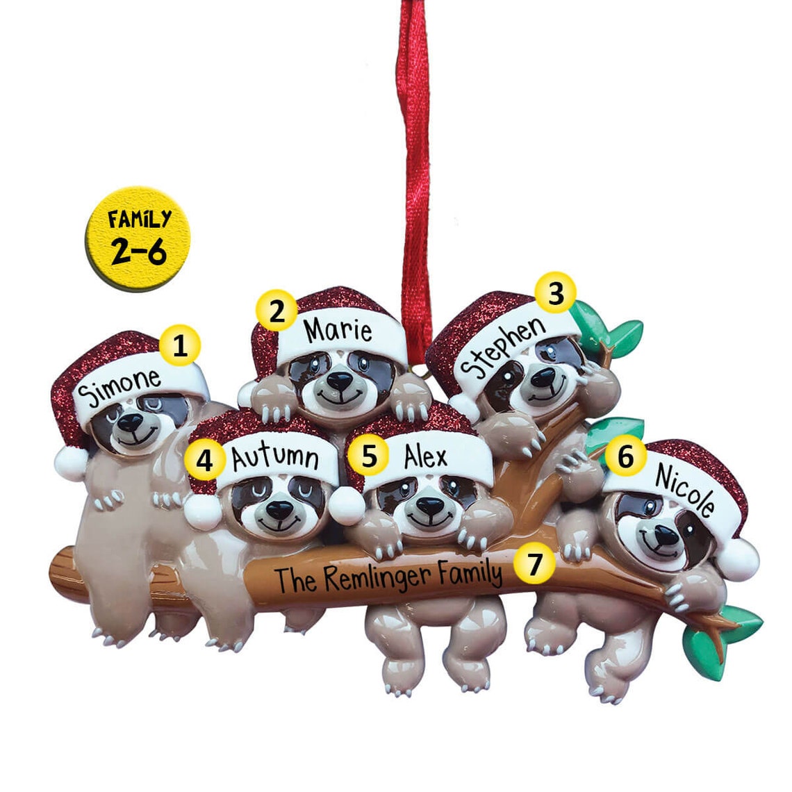 Personalized Sloth Christmas Ornament Family Slow Animals - Etsy