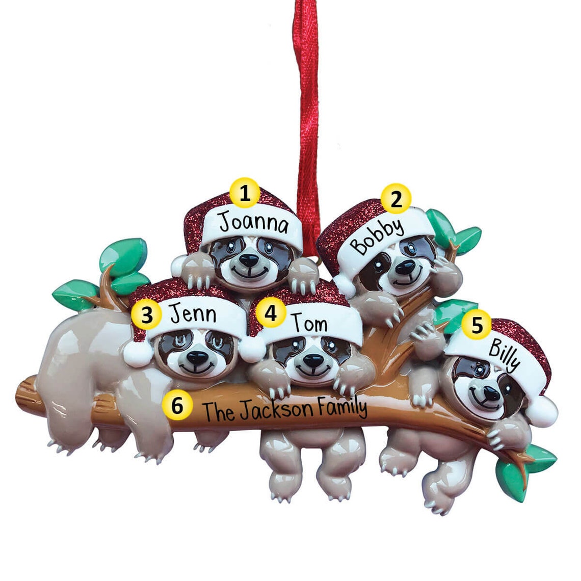 Personalized Sloth Christmas Ornament Family Slow Animals - Etsy