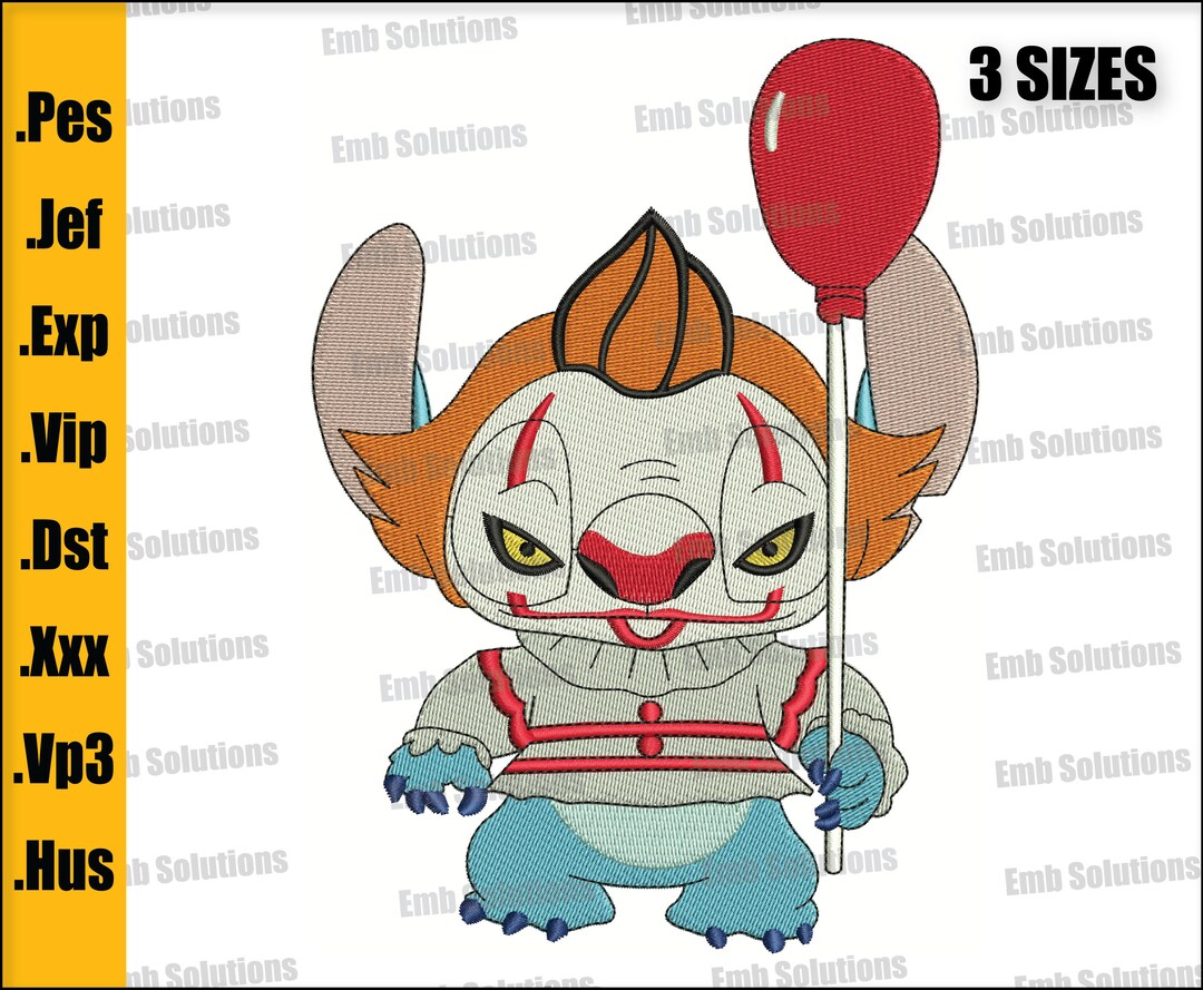 Halloween Stitch Embroidery Designs Stitch Pennywise Machine - Etsy