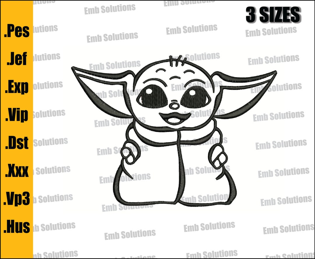 Yoda Baby Outline Machine Embroidery Design. 4x4 5x7 6x10. - Etsy