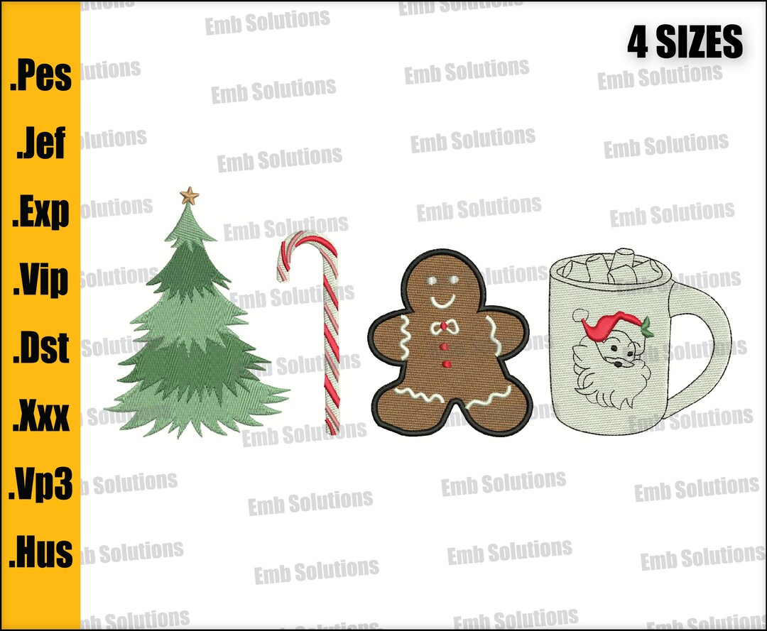 Christmas Cookie Embroidery Designs, Christmas Ginger Bread, Christmas ...