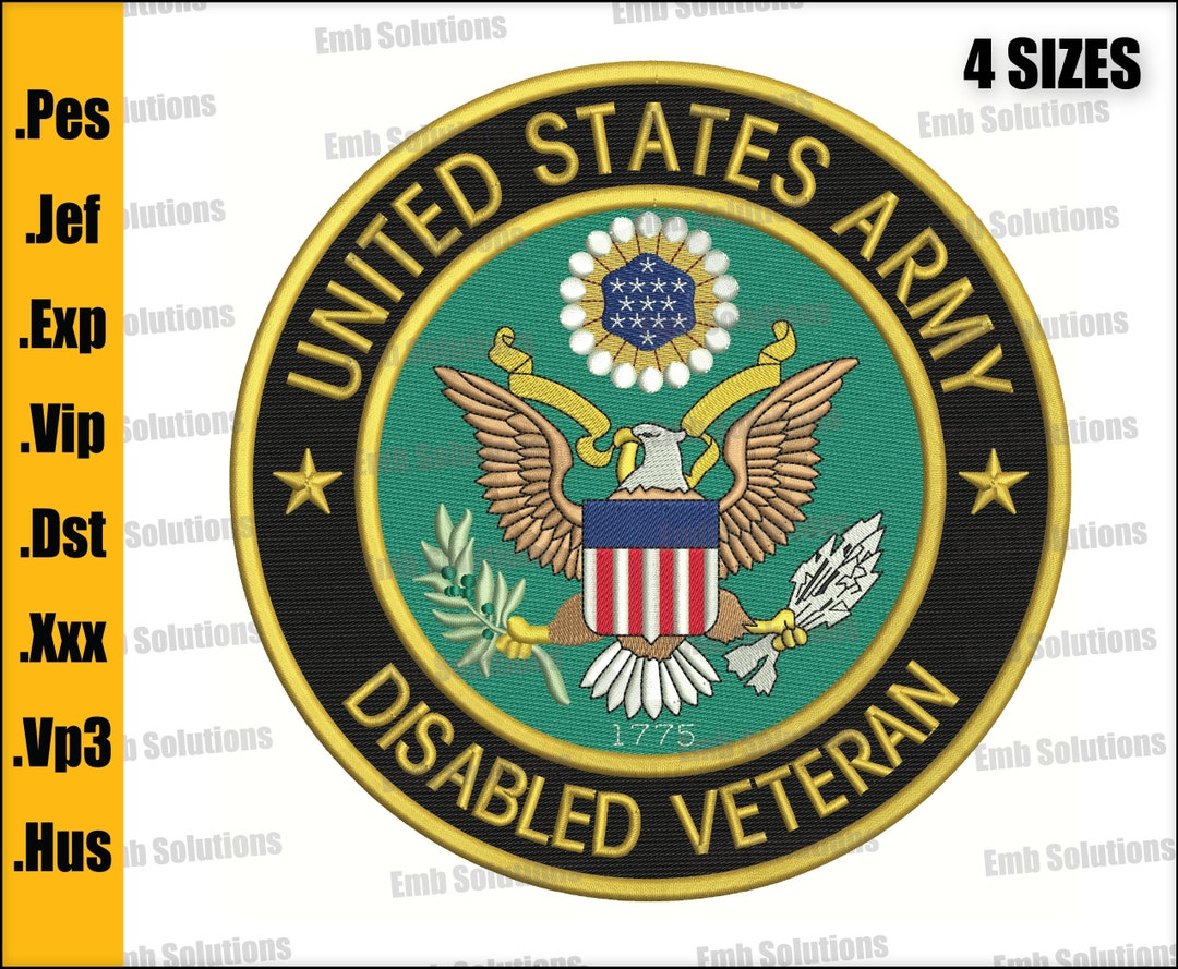 United States Army Emblem Embroidery, United States Disabled Veteran ...