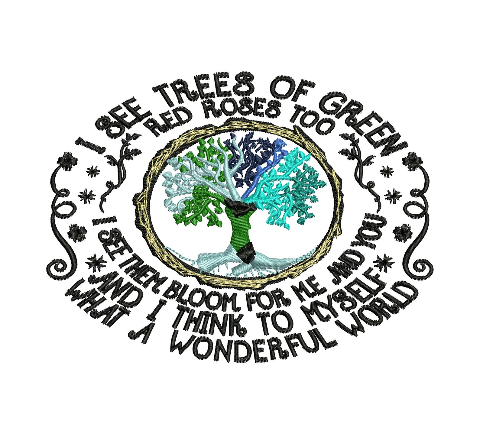 What a Wonderful World Machine Embroidery Design. 4x4 5x7 - Etsy