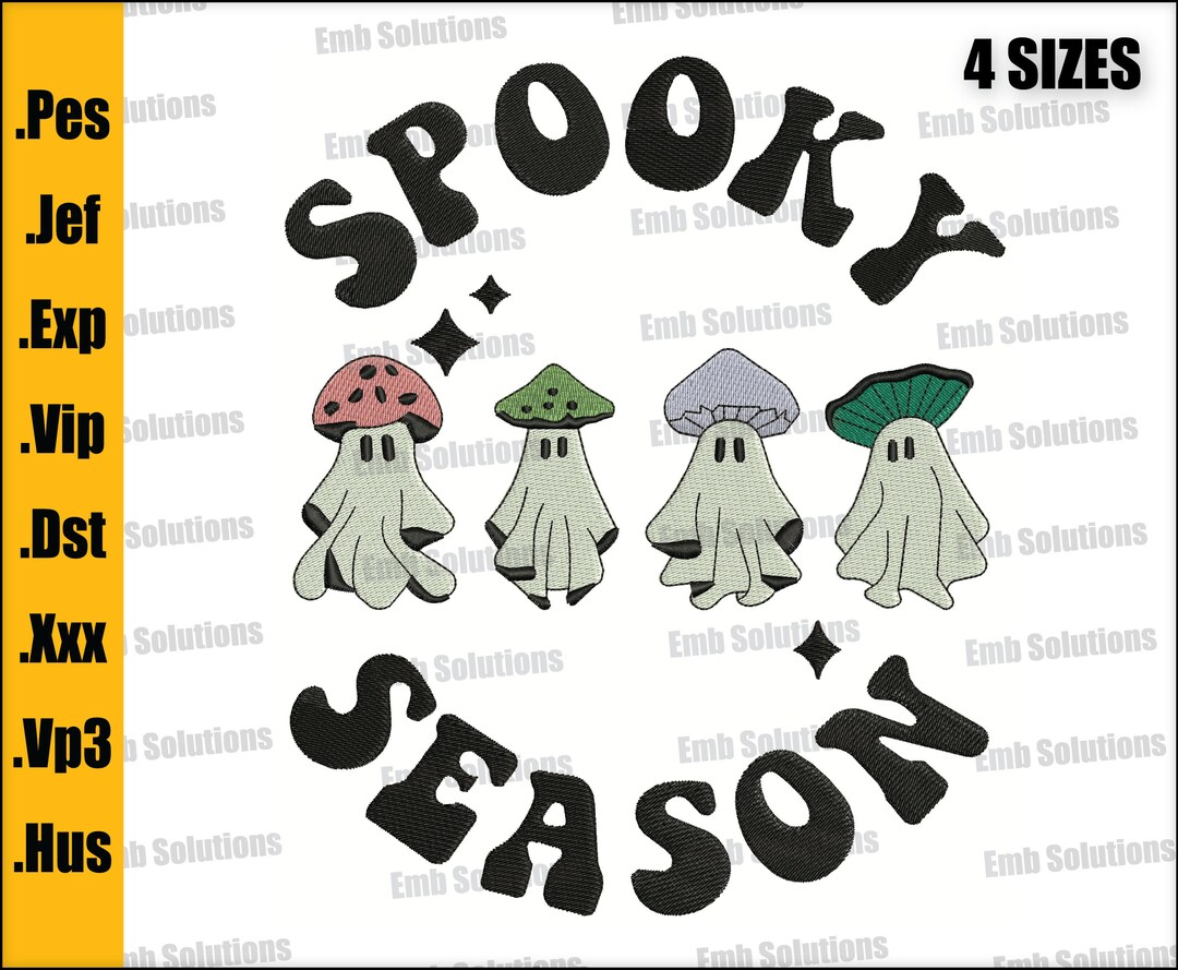 Halloween Spooky Mushrooms Embroidery, Spooky Season Ghost Mushrooms ...