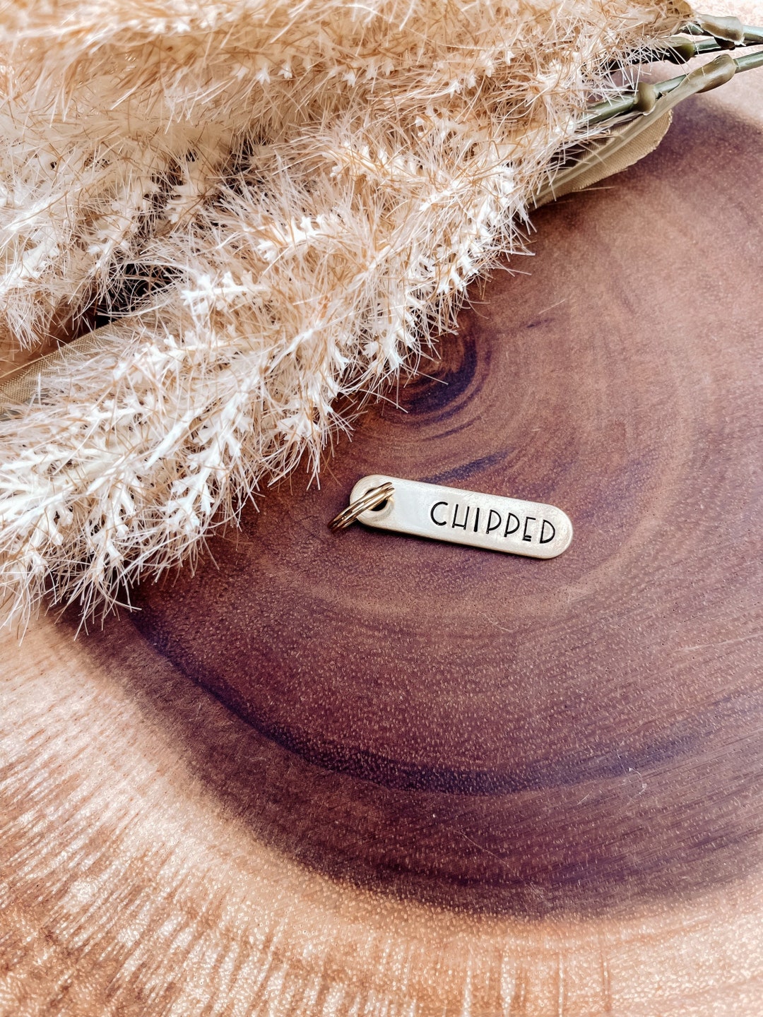 Chipped Oblong 3/8 X 1 1/2" Dog ID Tag, Metal Hand Stamped Custom Dog ...