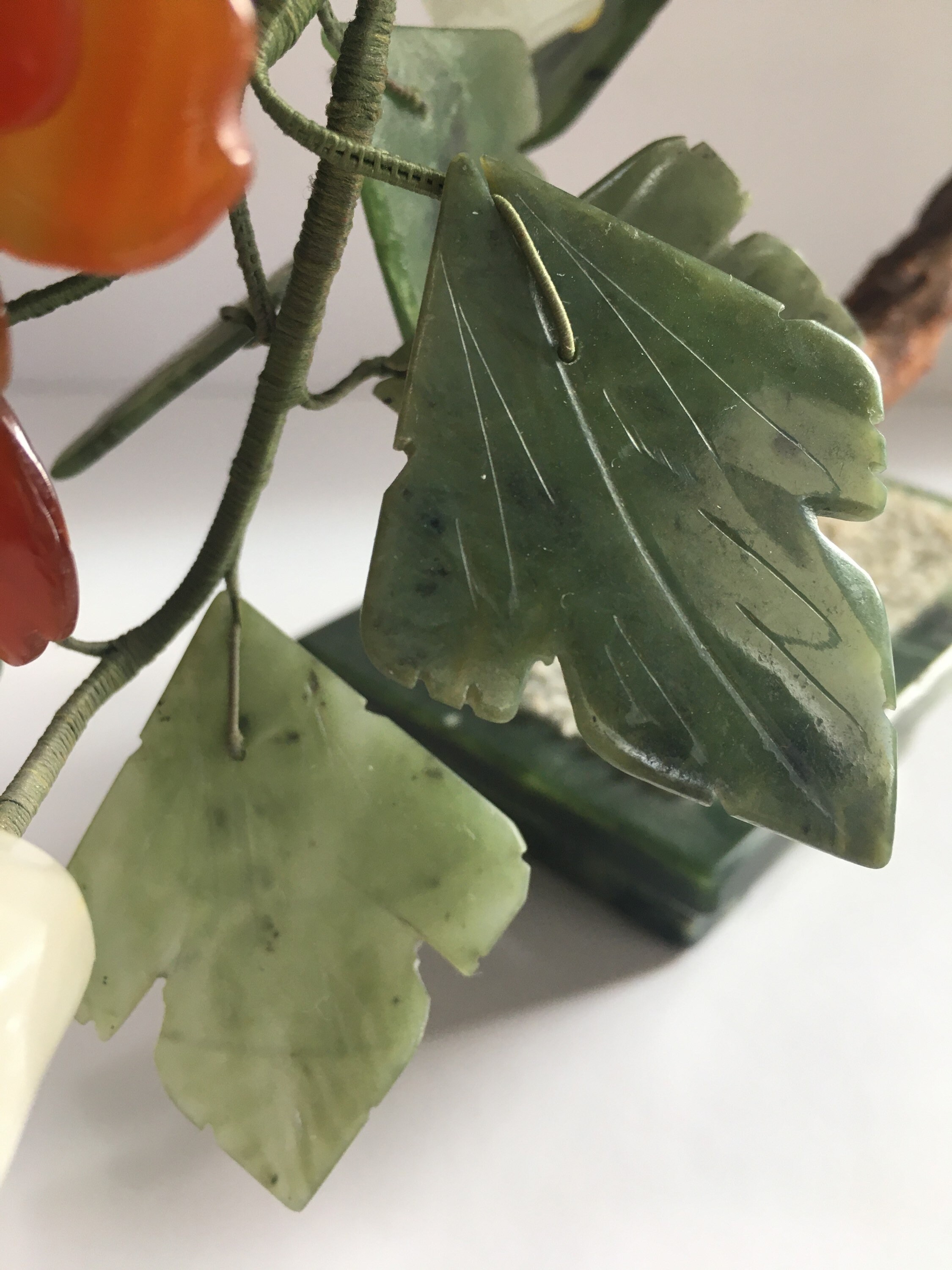 Vintage Chinese Jade and Semi Precious Stone Bonsai Tree. Carnelian ...